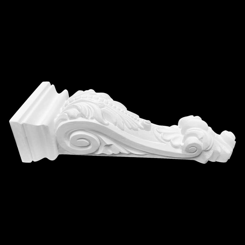 Long Slim Leaf and Scroll Truss with Cap in Cement – Classic Ceiling ...