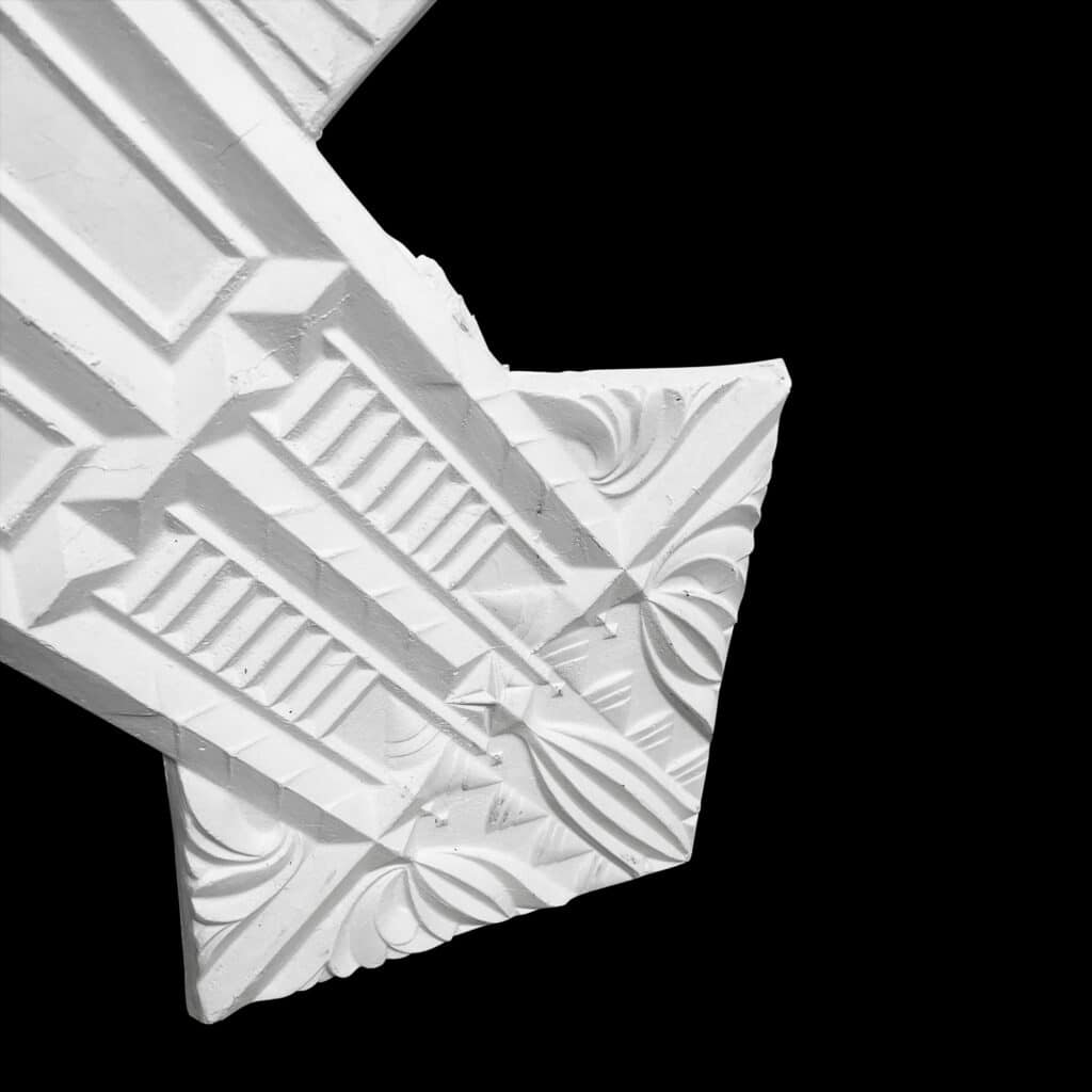 RCH-05AS Extended Arrows and Five Square Fluted Art Deco Ceiling Rose ...