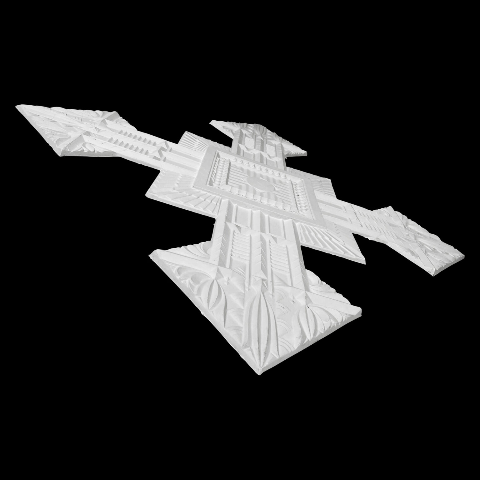 RCH-05AS Extended Arrows and Five Square Fluted Art Deco Ceiling Rose ...